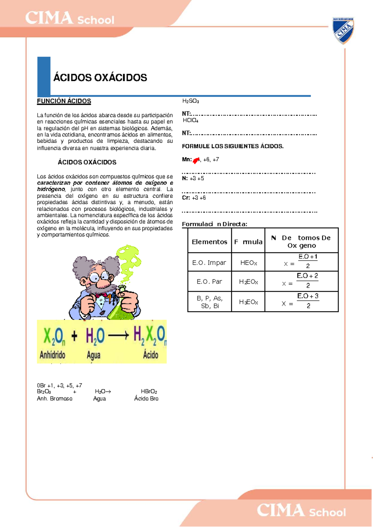 FUNCIONES Y OBTENCIÓN DE ÁCIDOS OXÁCIDOS - QUÍMICA 101 - Studocu