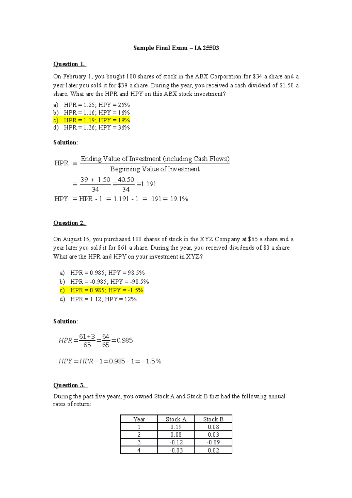 Sample Final Exam Questions & Solutions – IA 25503 - Studocu