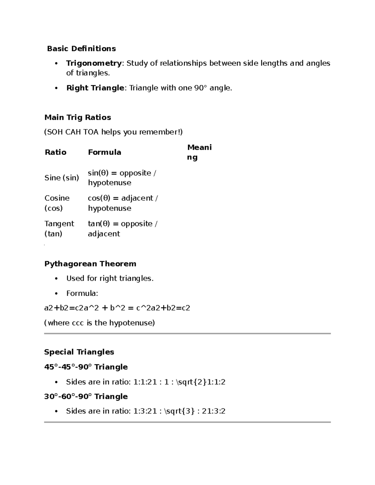 Trigonometry Basics: Key Concepts & Formulas for Success - Basic ...