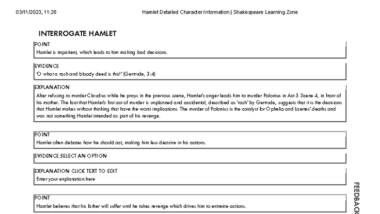 Hamlet Character Analysis Notes (ENG 101) - Studocu