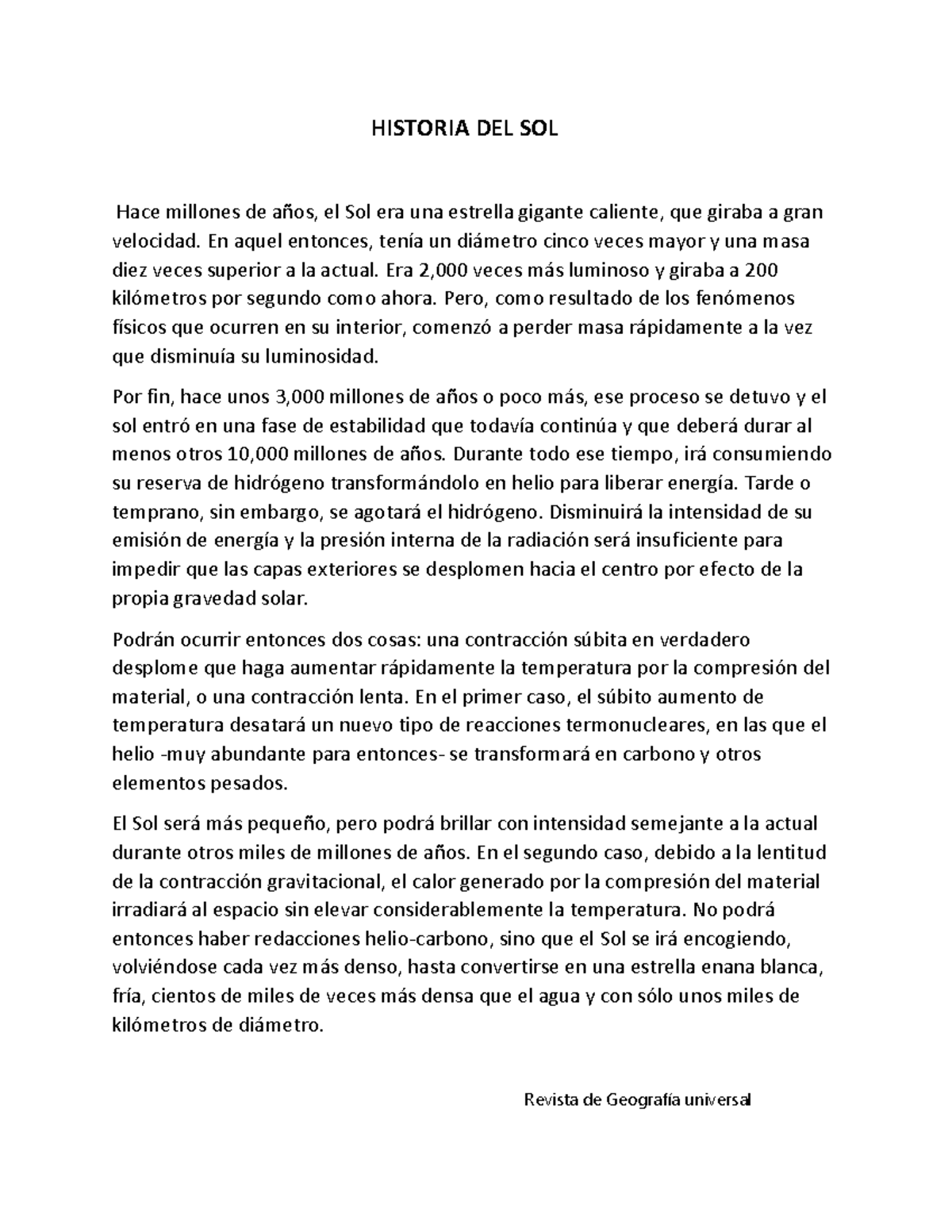 HIST 101: Evolución y Futuro del Sol según Pablo Neruda - Studocu