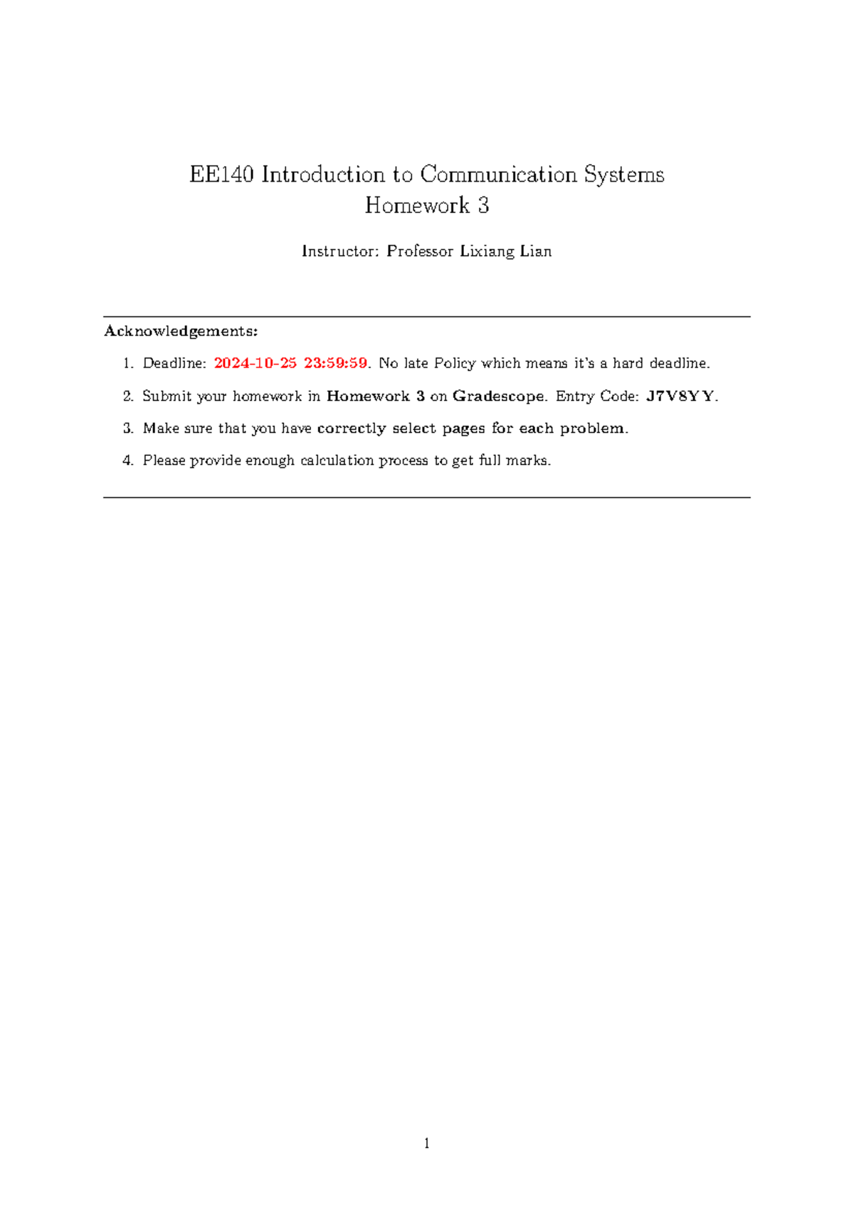 Hw3 - From EE160 - EE140 Introduction to Communication Systems Homework ...