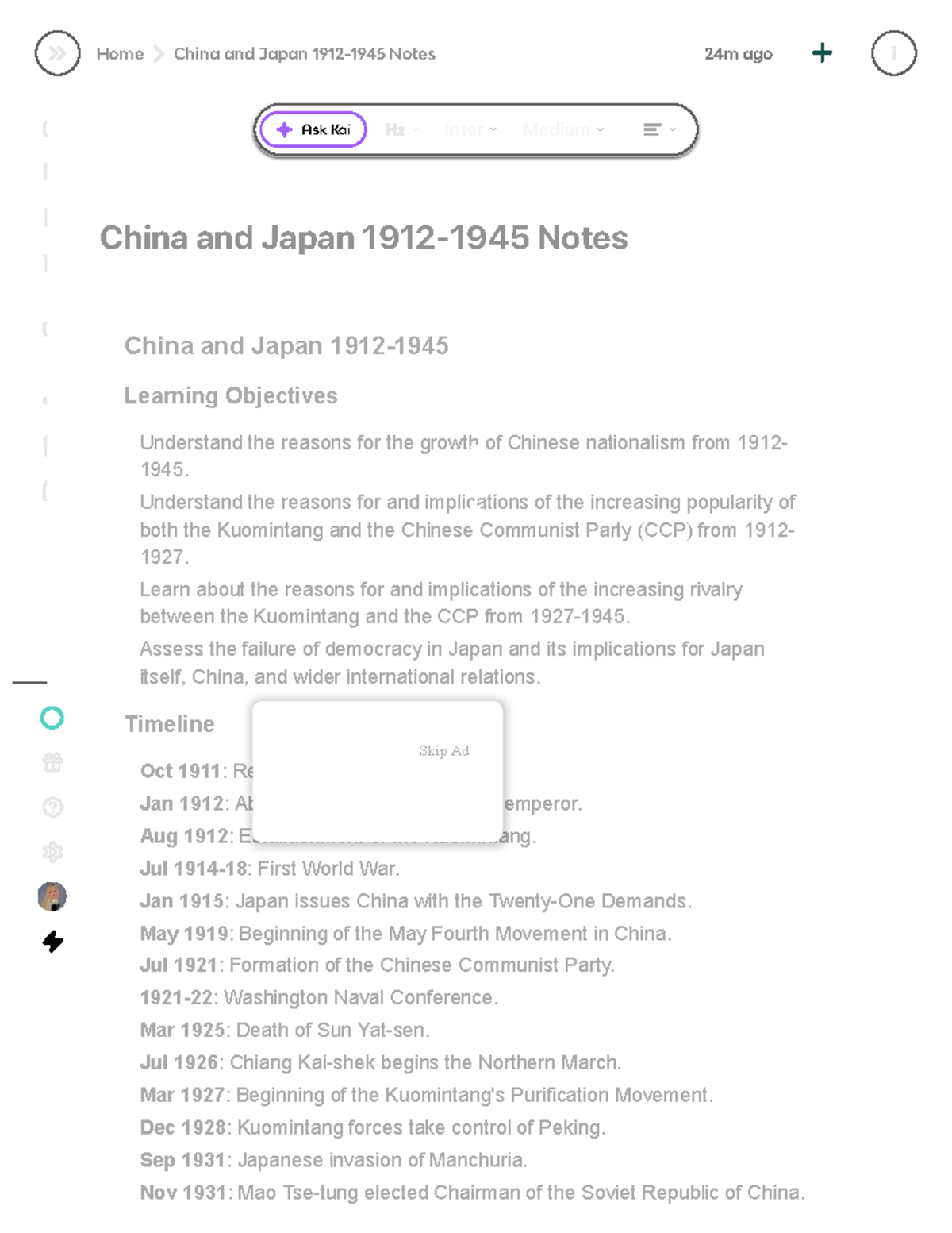 China and Japan 1912-1945: Nationalism and Political Dynamics Notes ...