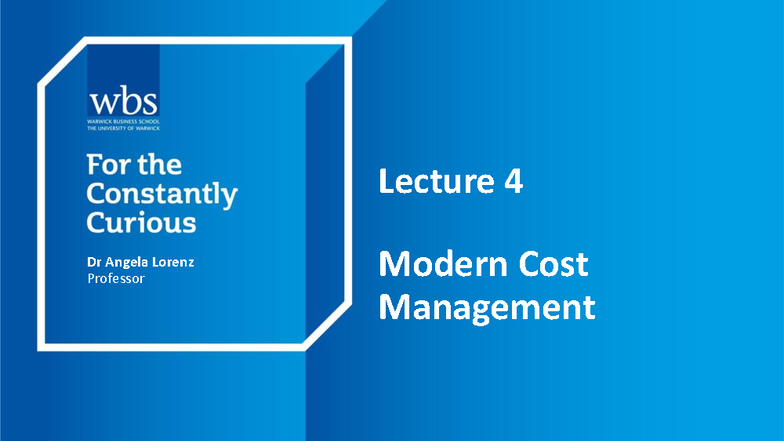 Lecture 4: Strategic Cost Management & Value Chain Analysis - Studocu