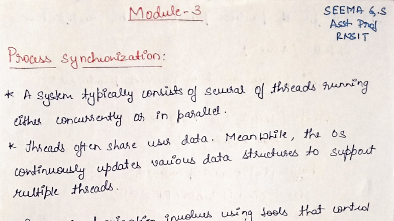 OS Module 3 - Process Synchronization and Critical Section Problems ...