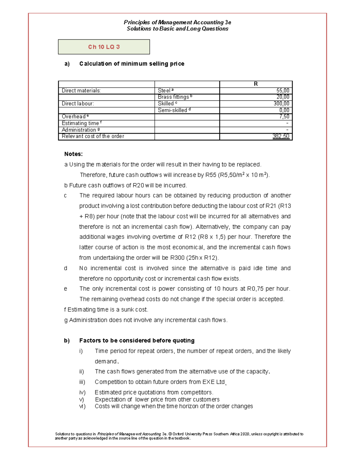 Principles of Management Accounting 3e: Major Questions Solutions (Ch ...