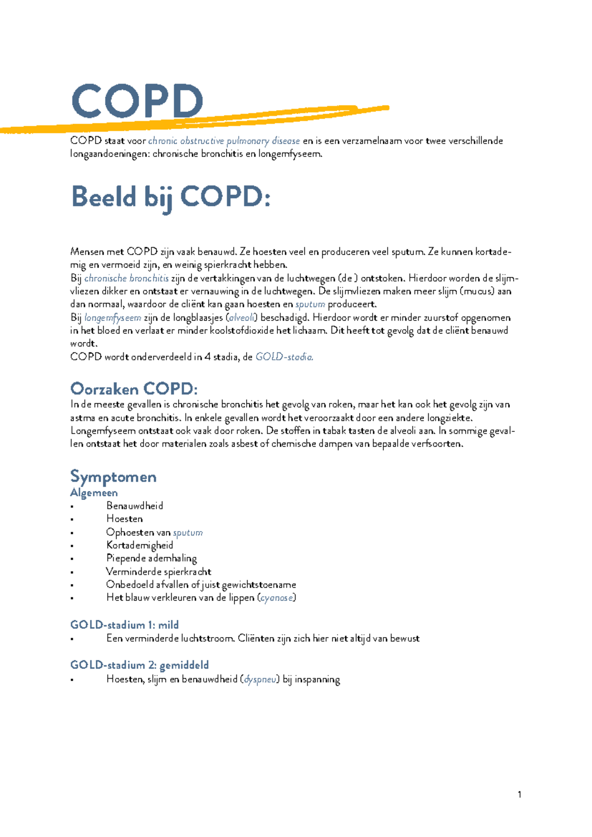 COPD - Verpleegproblemen en behandeling bij chronische longaandoeningen ...