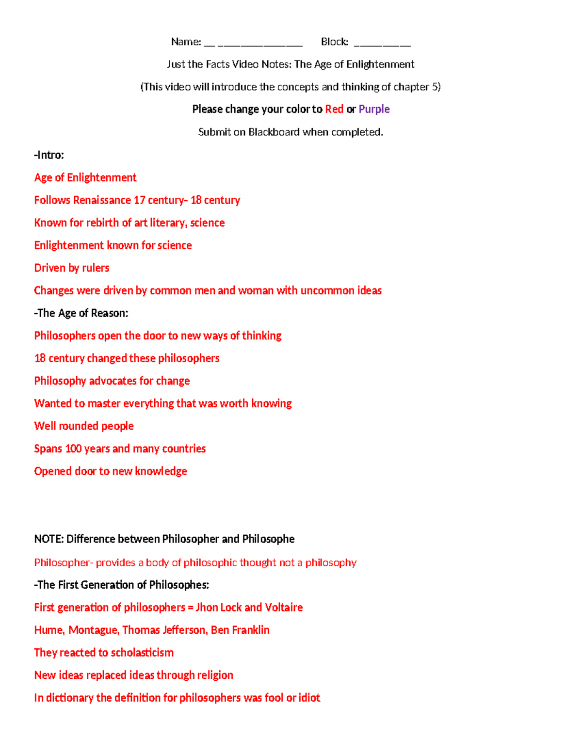 JTF The Age of the Enlightenement Video Notes - Name ...