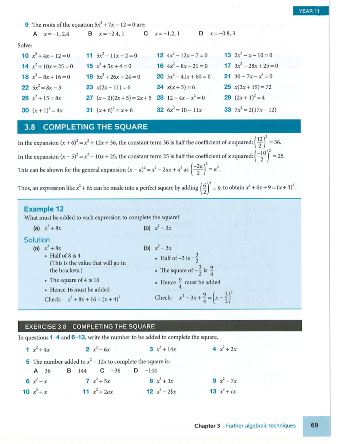 YEAR 11 Completing the Square: Quadratic Equations & Solutions - Studocu