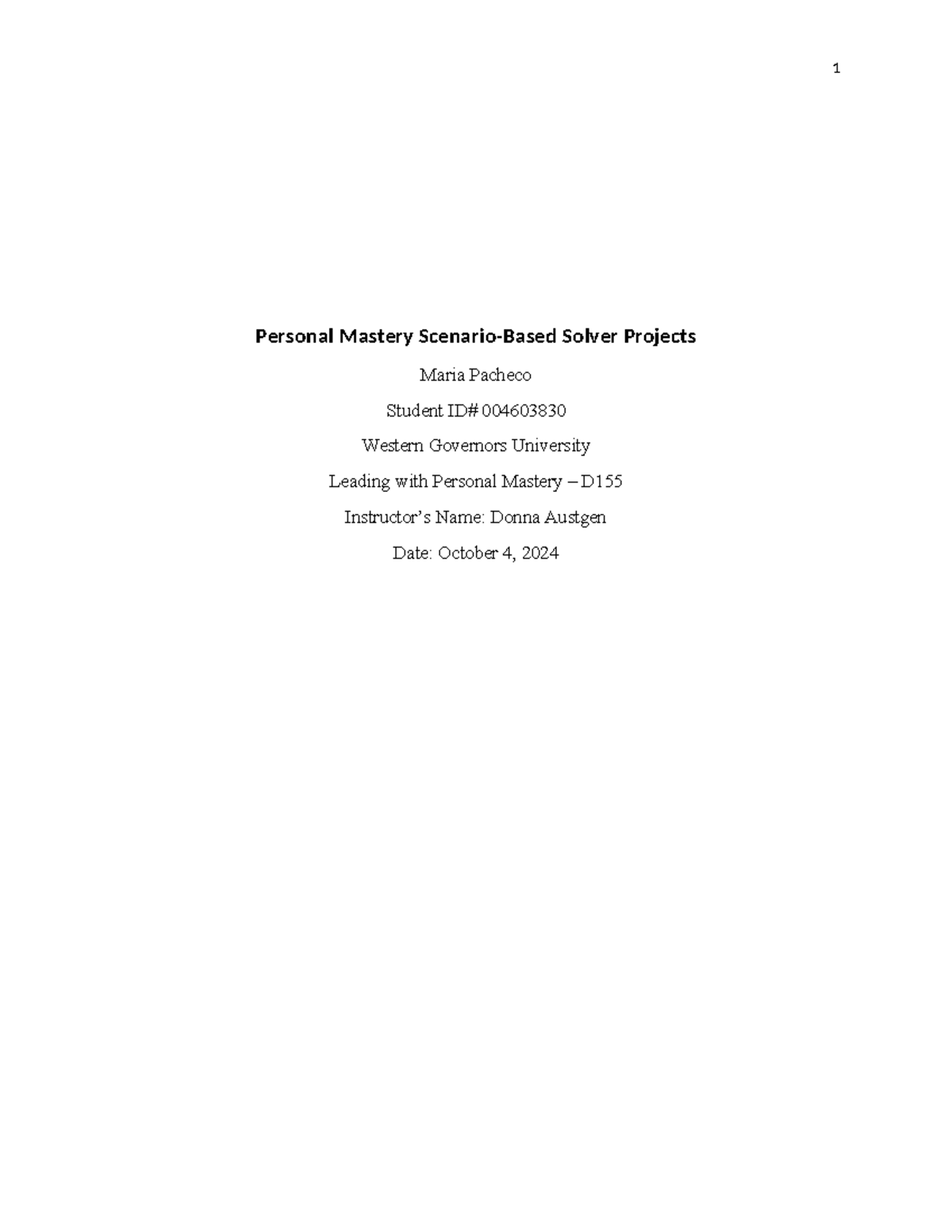 IOM1Personal Mastery Scenario Based Solver Projects Final - Personal Mastery Scenario-Based ...