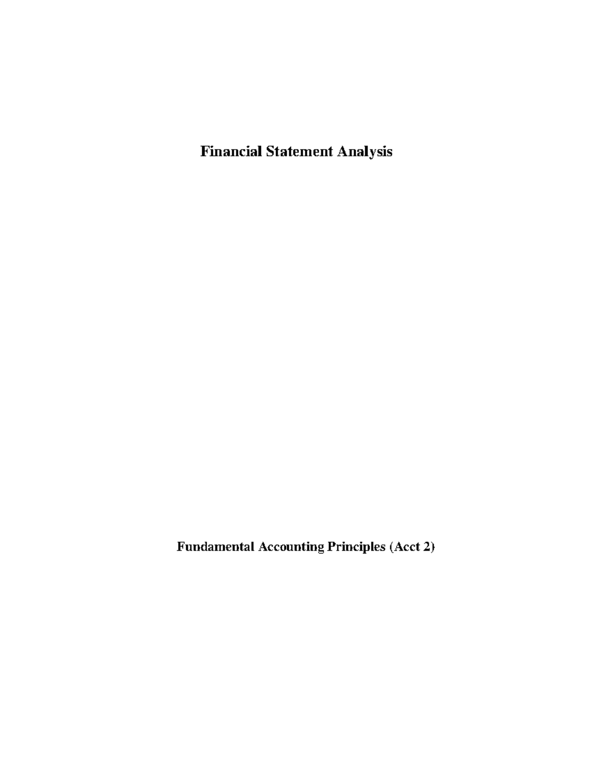 Financial Analysis Group Paper - Fundamental Accounting Principles ...