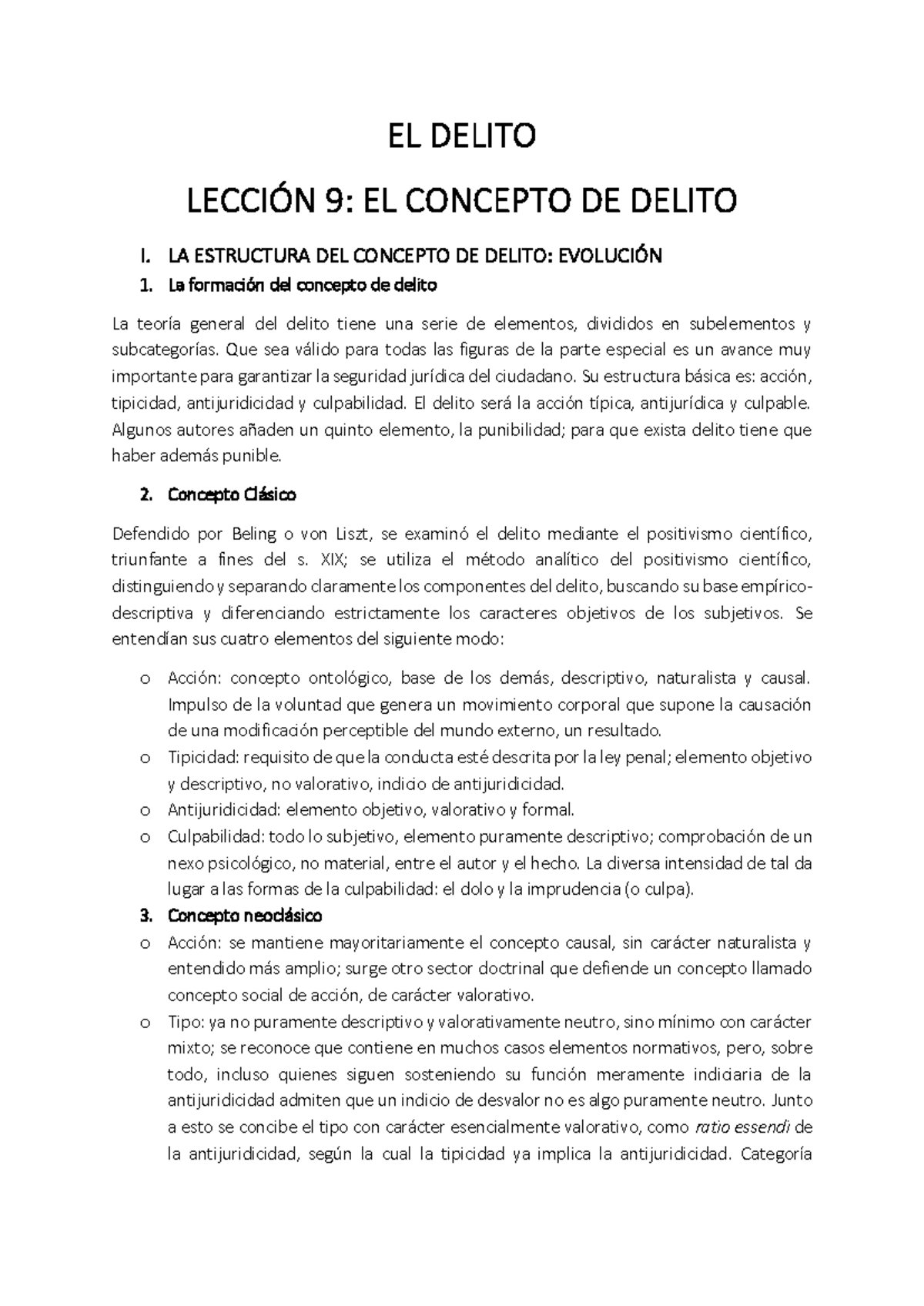 Penal 2: Lección 9 - Estructura y Evolución del Concepto de Delito ...