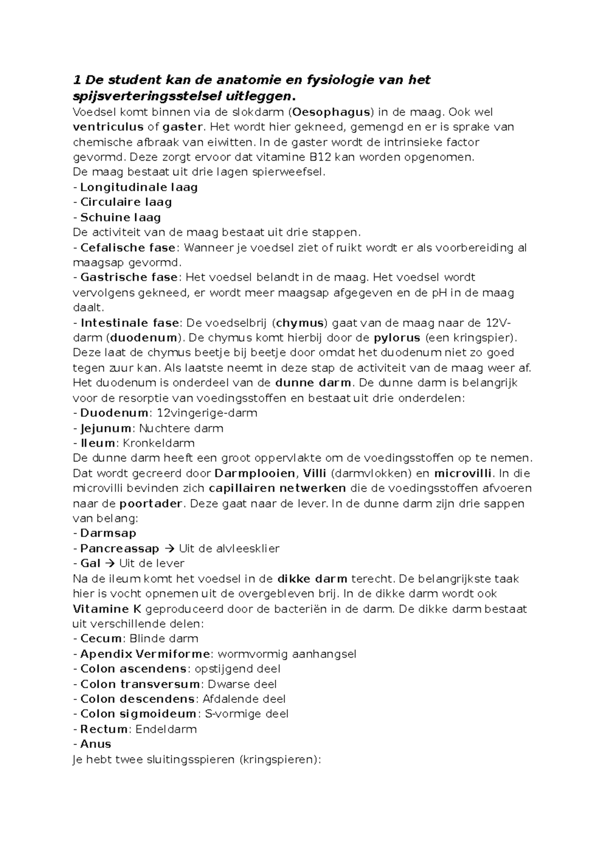 Toetsdoelen BS3&4: Anatomie en Fysiologie van het ...