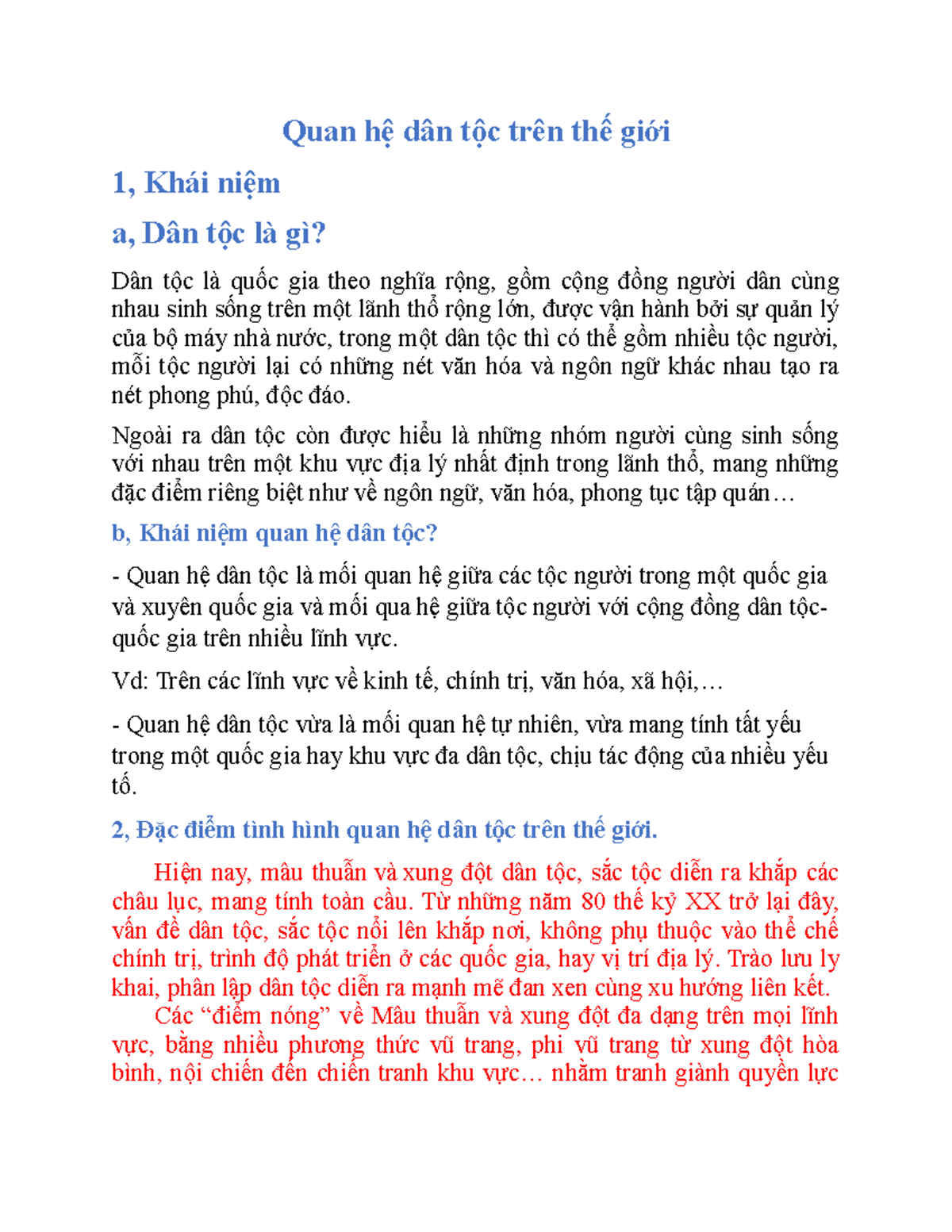 Quan hệ dân tộc trên thế giới, - Studocu