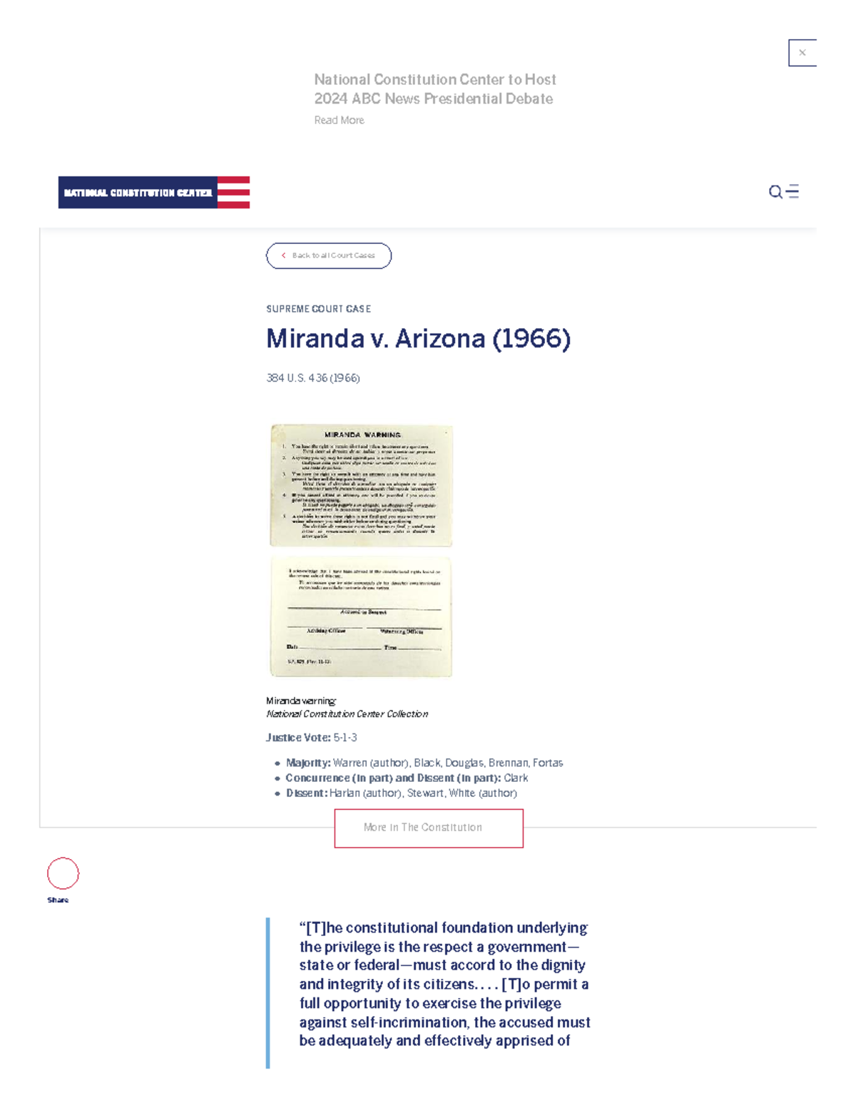 Miranda v. Arizona: Supreme Court Case Overview and Implications - Studocu