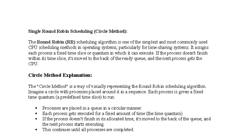 Single Round Robin Scheduling (RR) Explained: Circle Method - Studocu