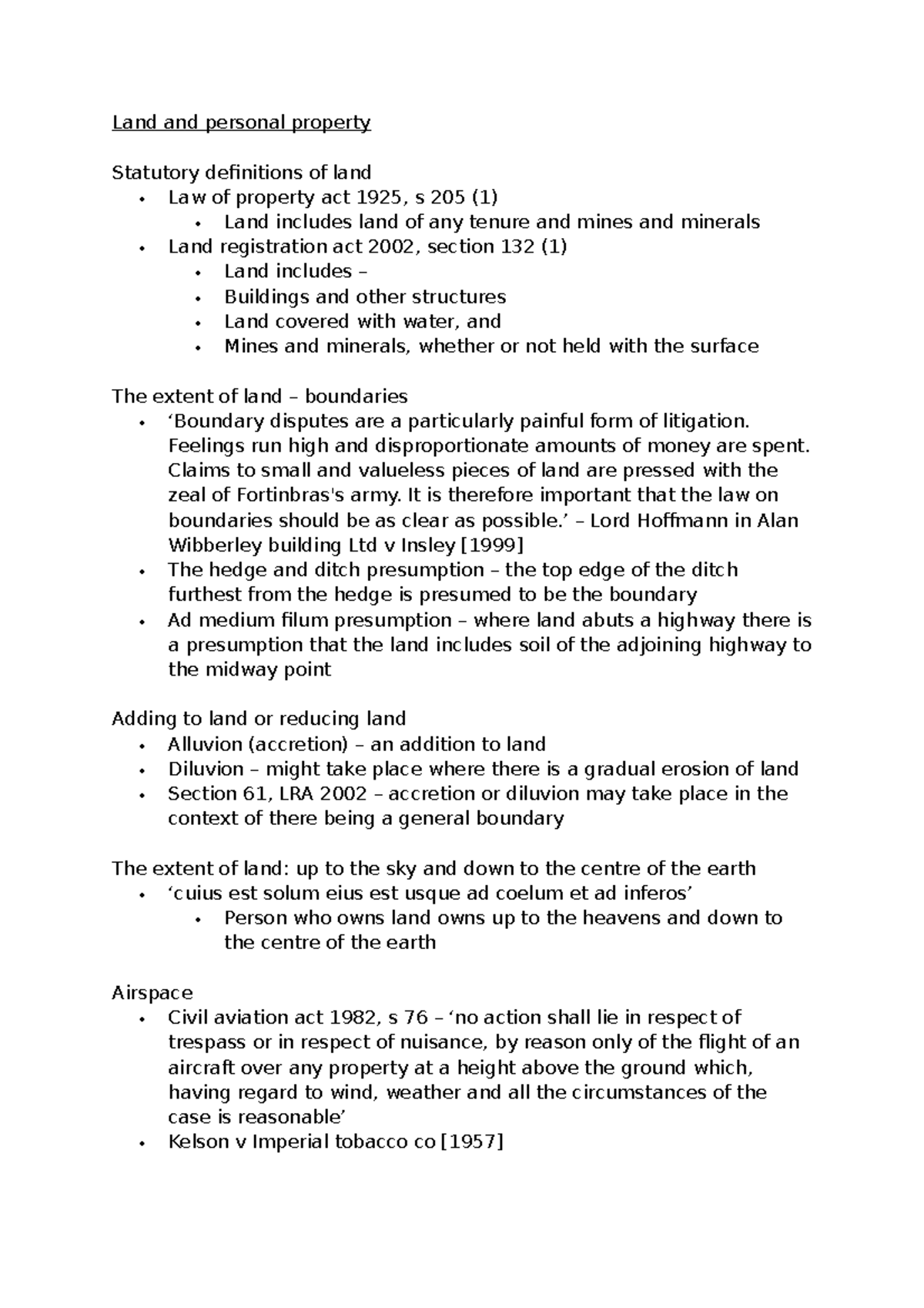 Land and personal property - Land and personal property Statutory ...
