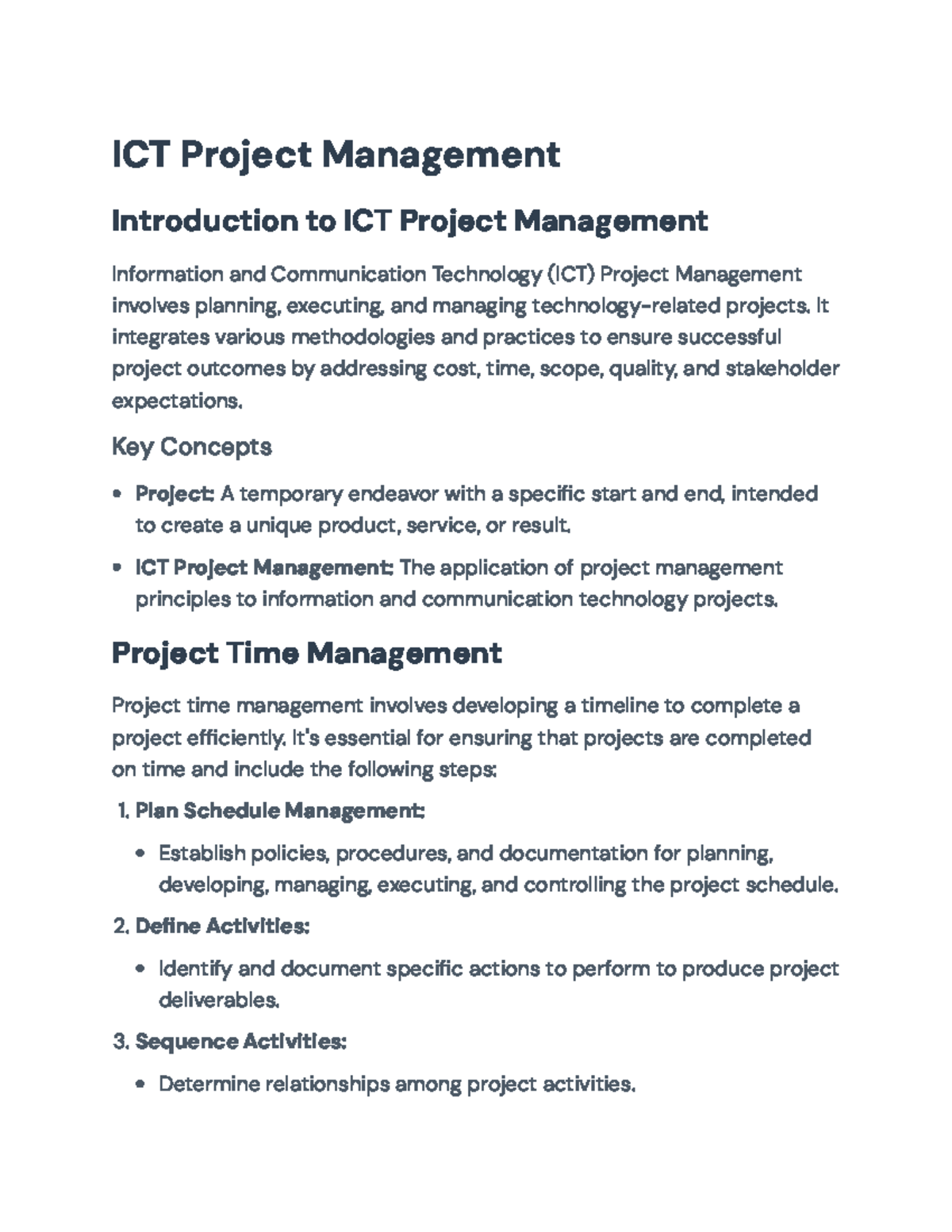 ICT Project Management Overview: Key Concepts and Applications - ICT ...