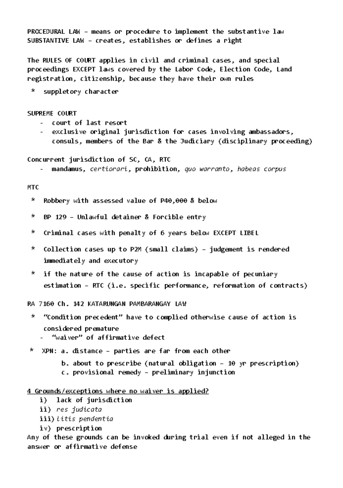 CIV PRO RULES 1-22: Comprehensive Overview of Procedural Law - Studocu