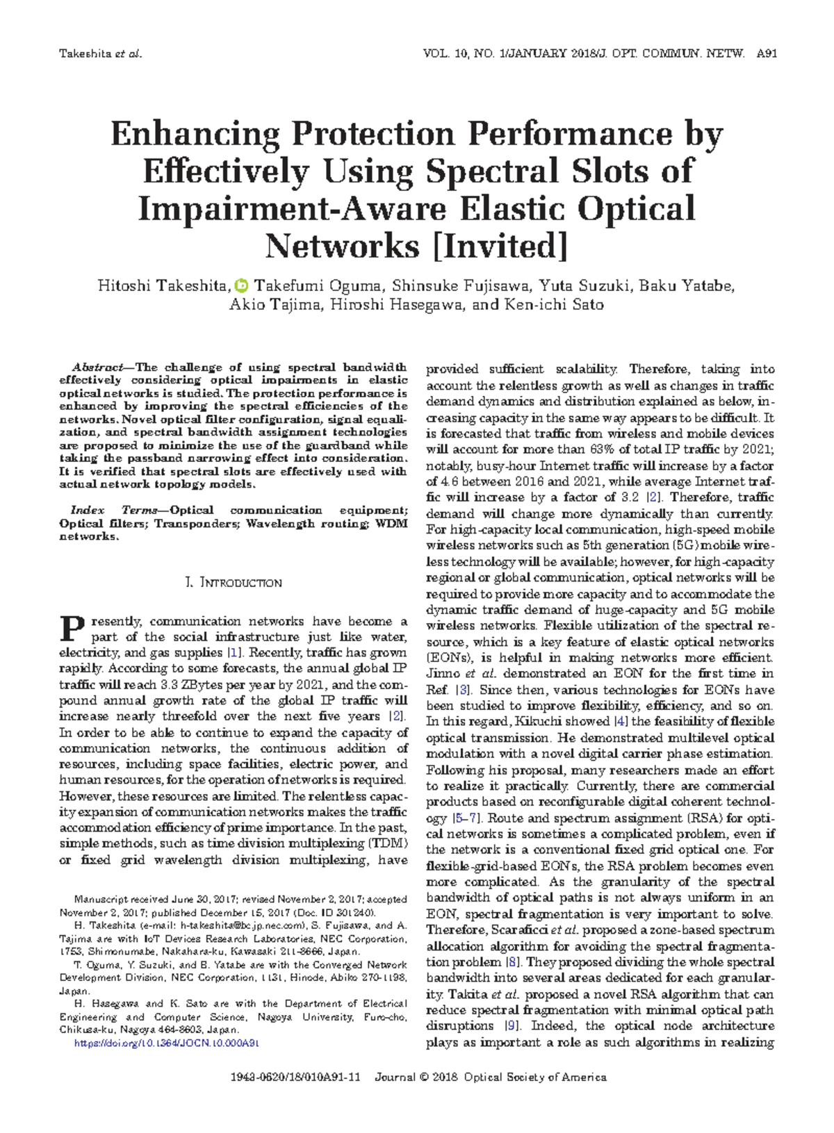 Enhancing Protection Performance in Elastic Optical Networks (EON ...