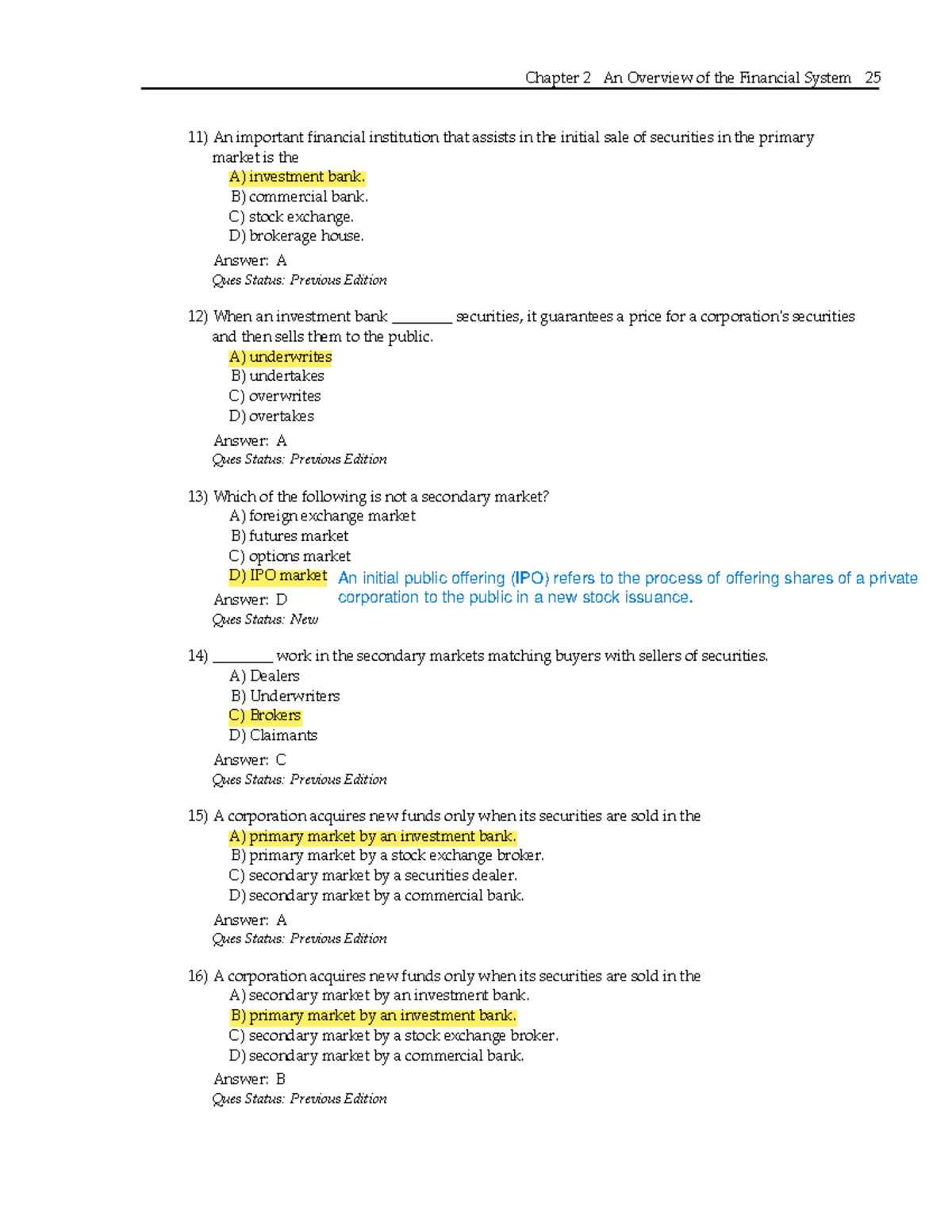 Lttc-29-30: Chapter 2 - Overview of the Financial System Quiz - Studocu