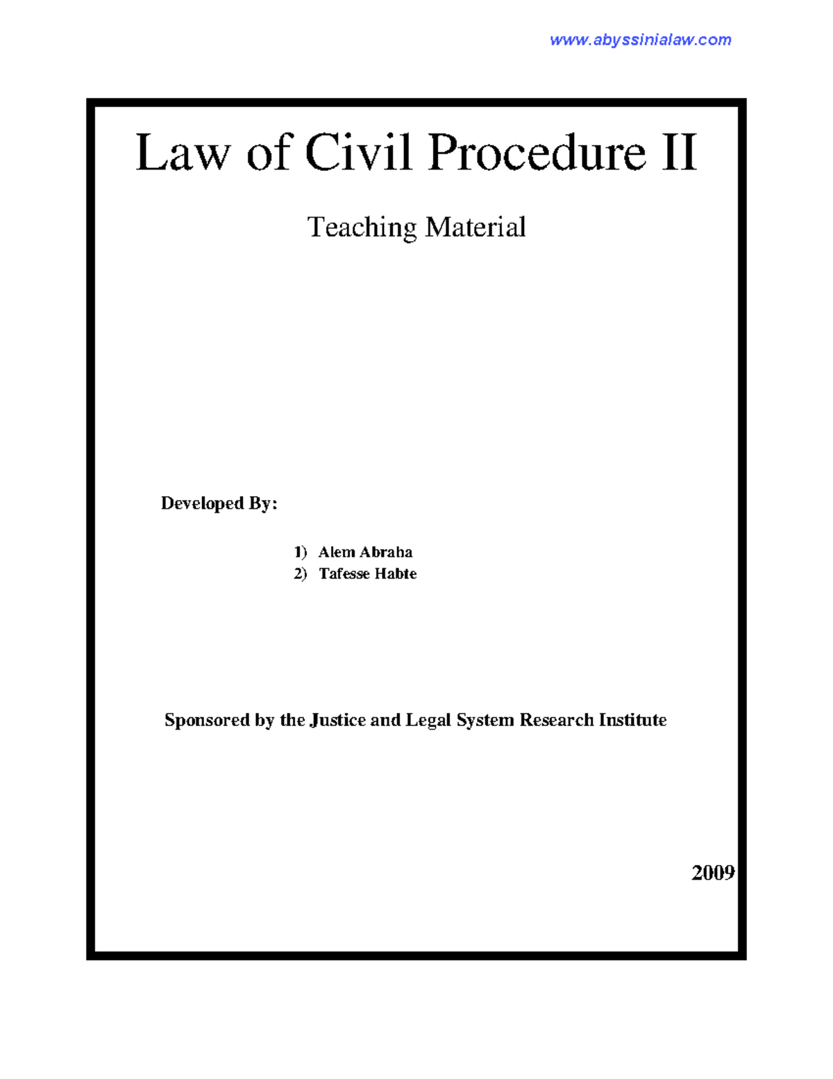 Civil Procedure Law II - Comprehensive Teaching Material - Studocu