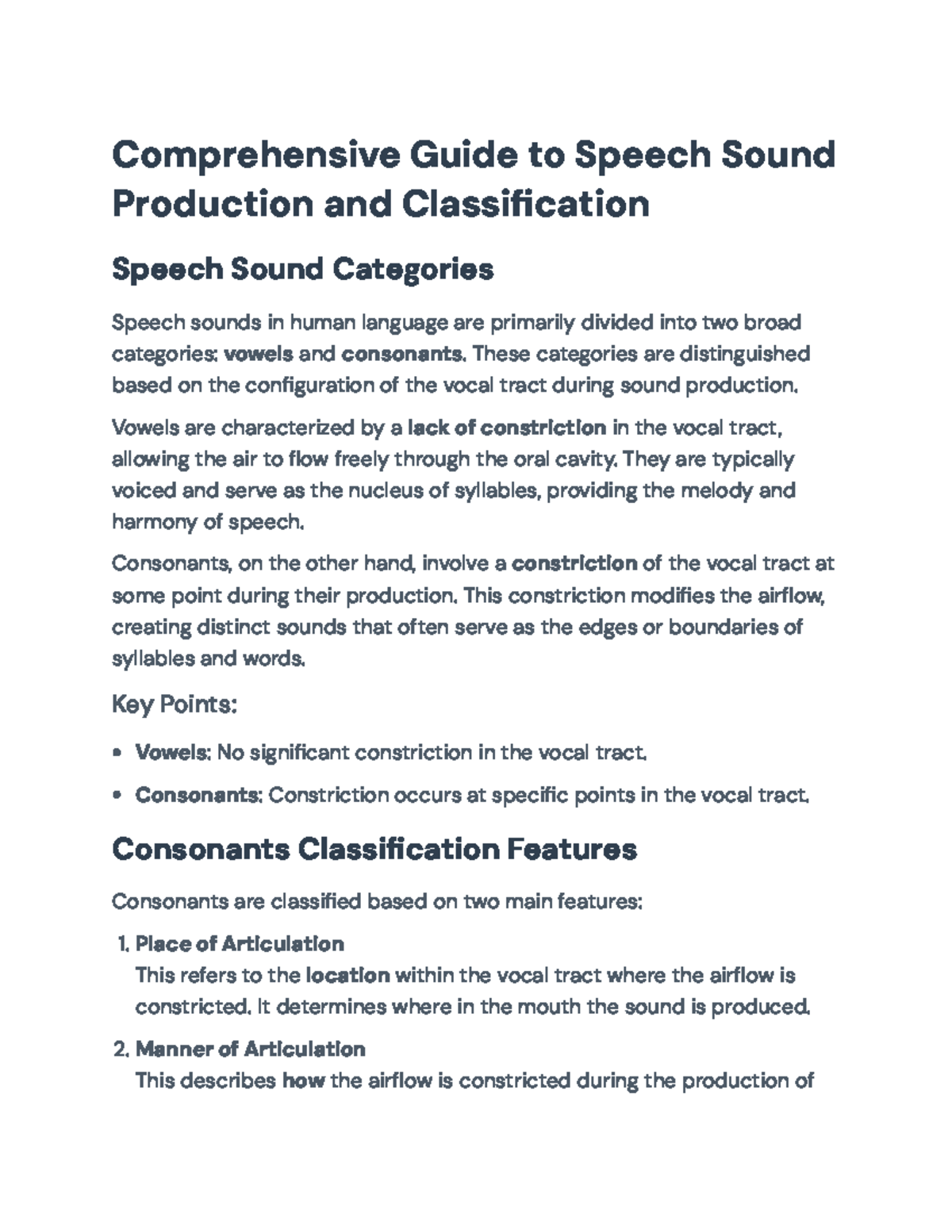 Comprehensive Overview of Speech Sound Production & Classification ...