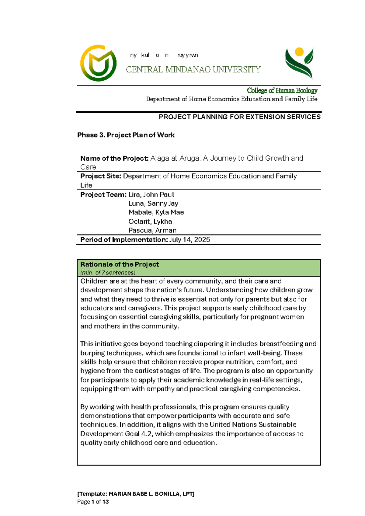 G4-Project Planning: Alaga at Aruga - Child Growth & Care Initiative ...
