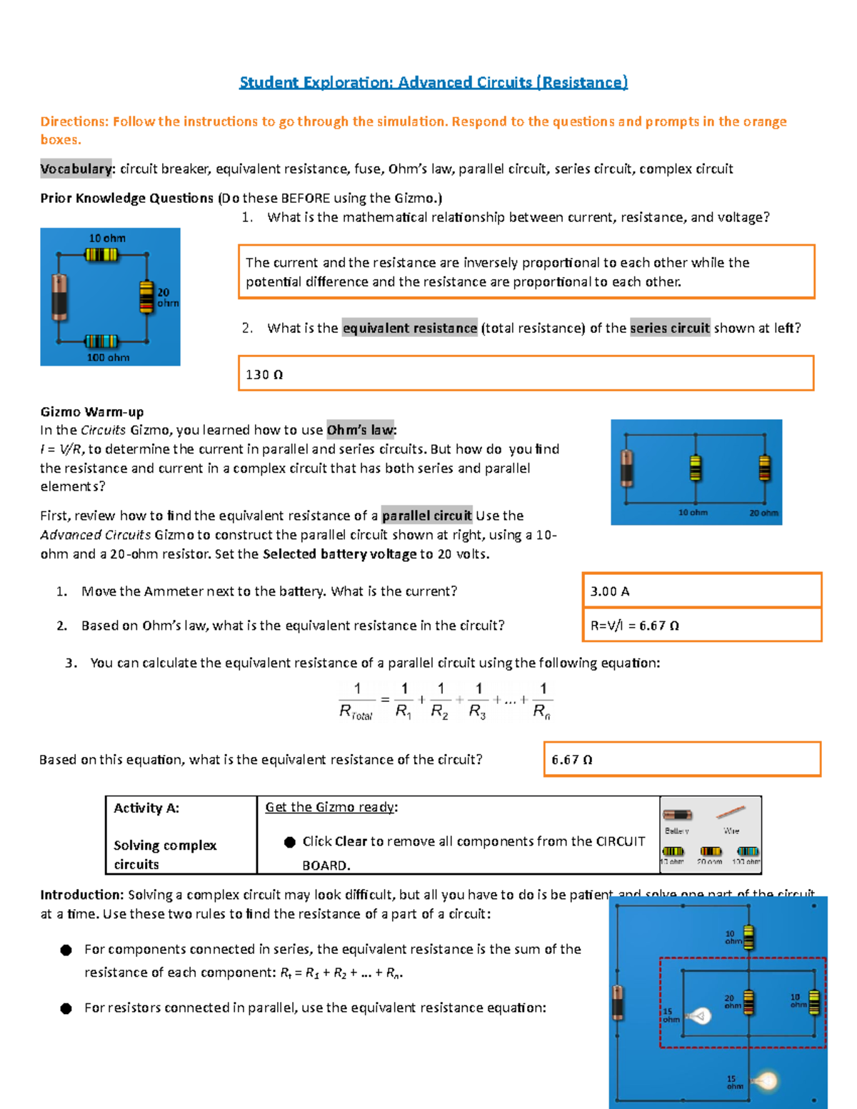 Advanced Circuits Exploration: Resistance Simulation Guide - Studocu