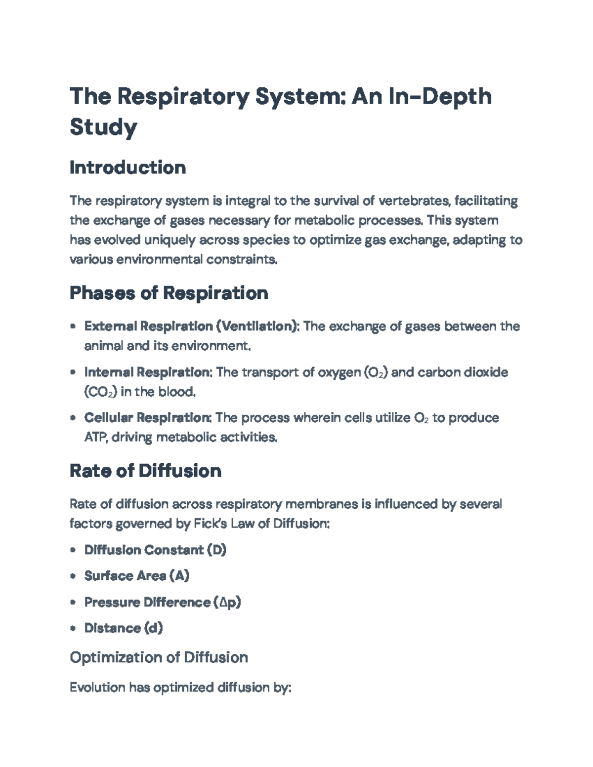 Respiratory System: Structure, Function, and Evolutionary Adaptations - The Respiratory System ...