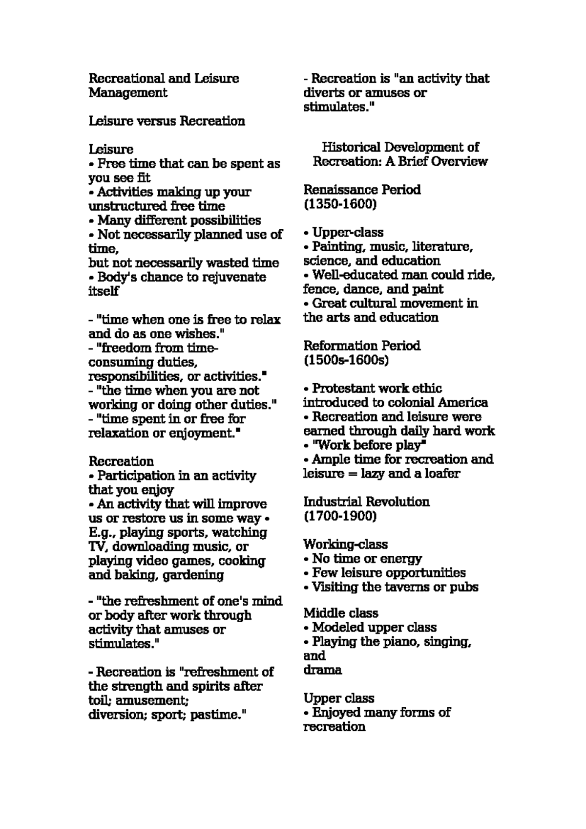 Leisure vs. Recreation: Understanding the Importance of Free Time - Studocu