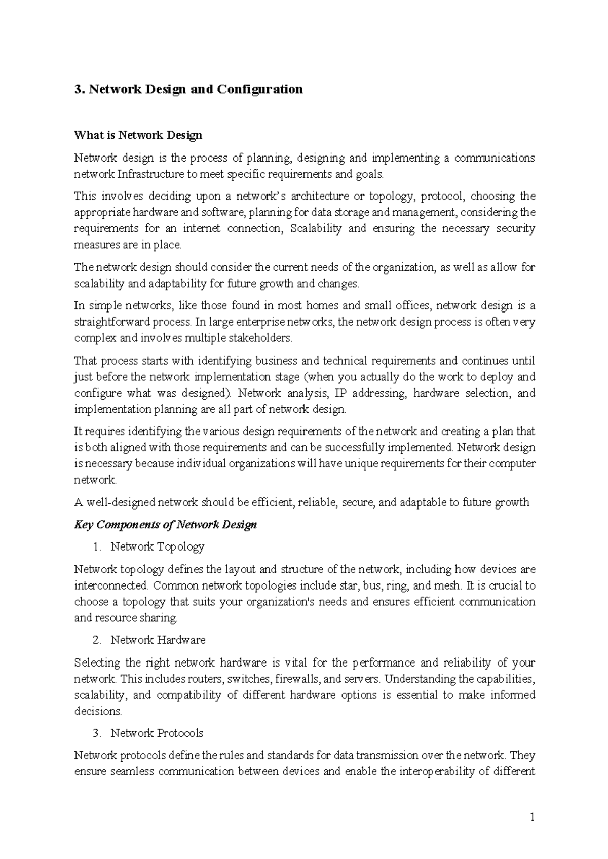 Network Design & Configuration Overview: Key Components & Processes ...