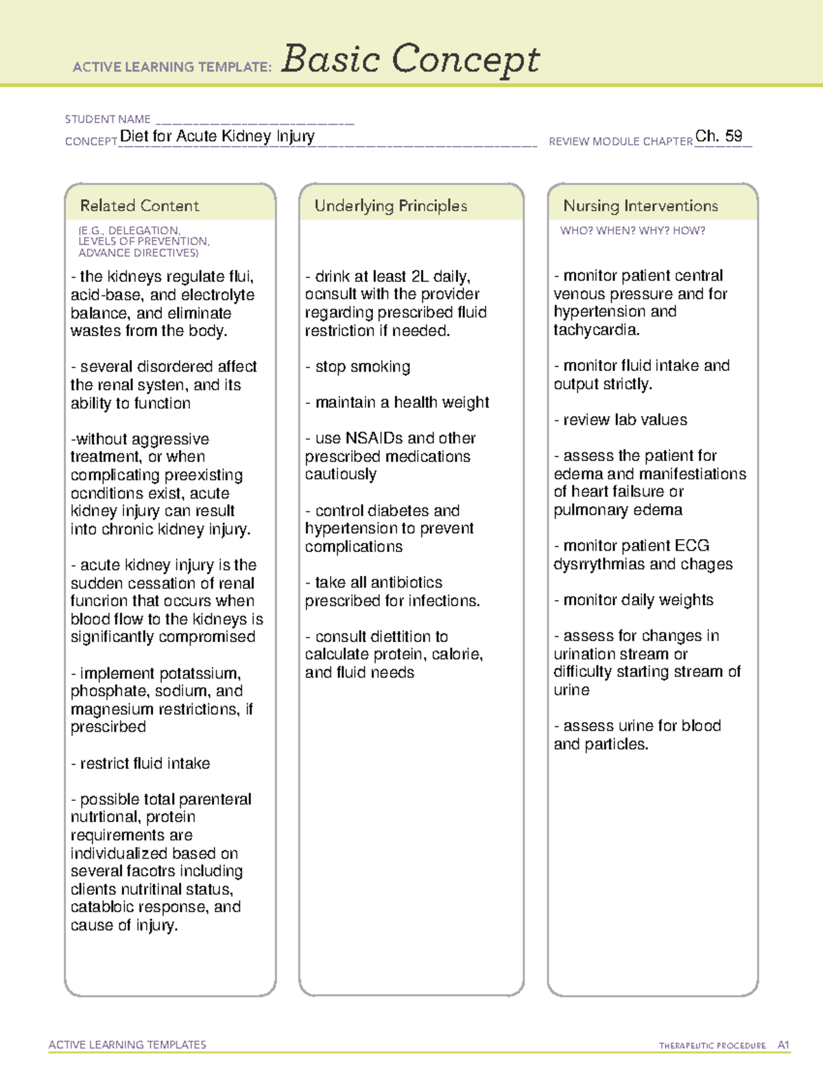 Active Learning Template: Therapeutic Procedures for ATI AKI Module ...