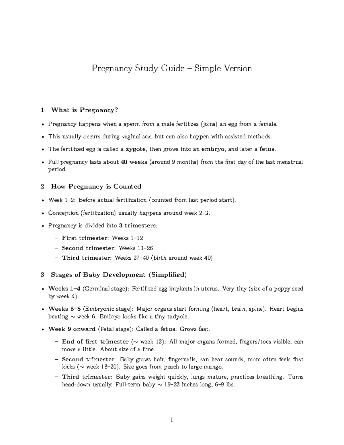 Pregnancy Study Guide: Key Concepts & Stages - Studocu