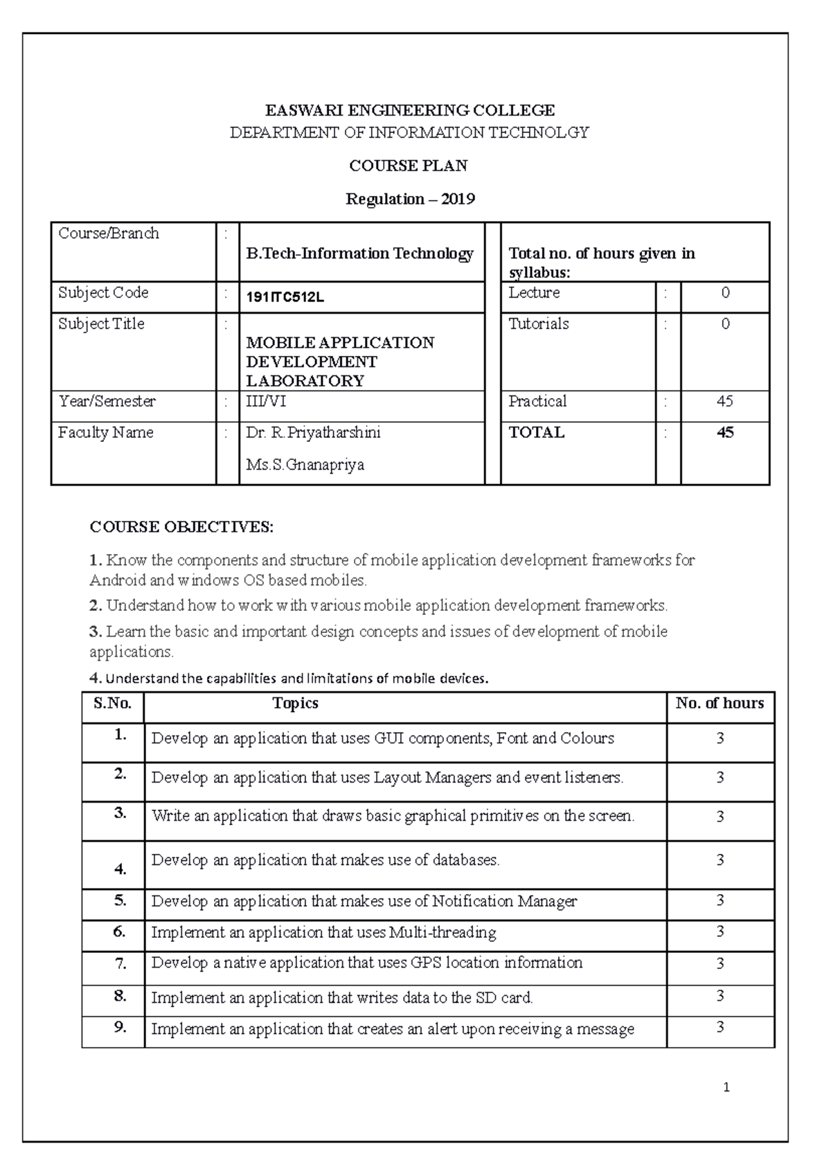 MAD LAB Manual-2019 R - EASWARI ENGINEERING COLLEGE DEPARTMENT OF INFORMATION TECHNOLGY COURSE ...