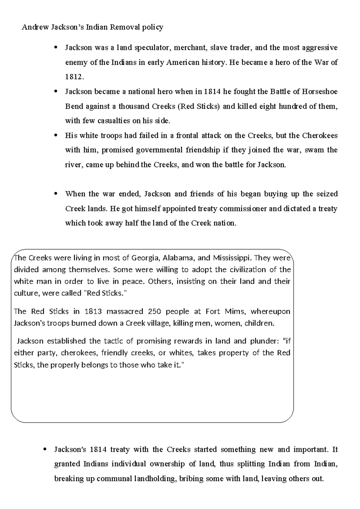 Andrew Jackson's Indian Removal Policy: A Historical Overview - Studocu