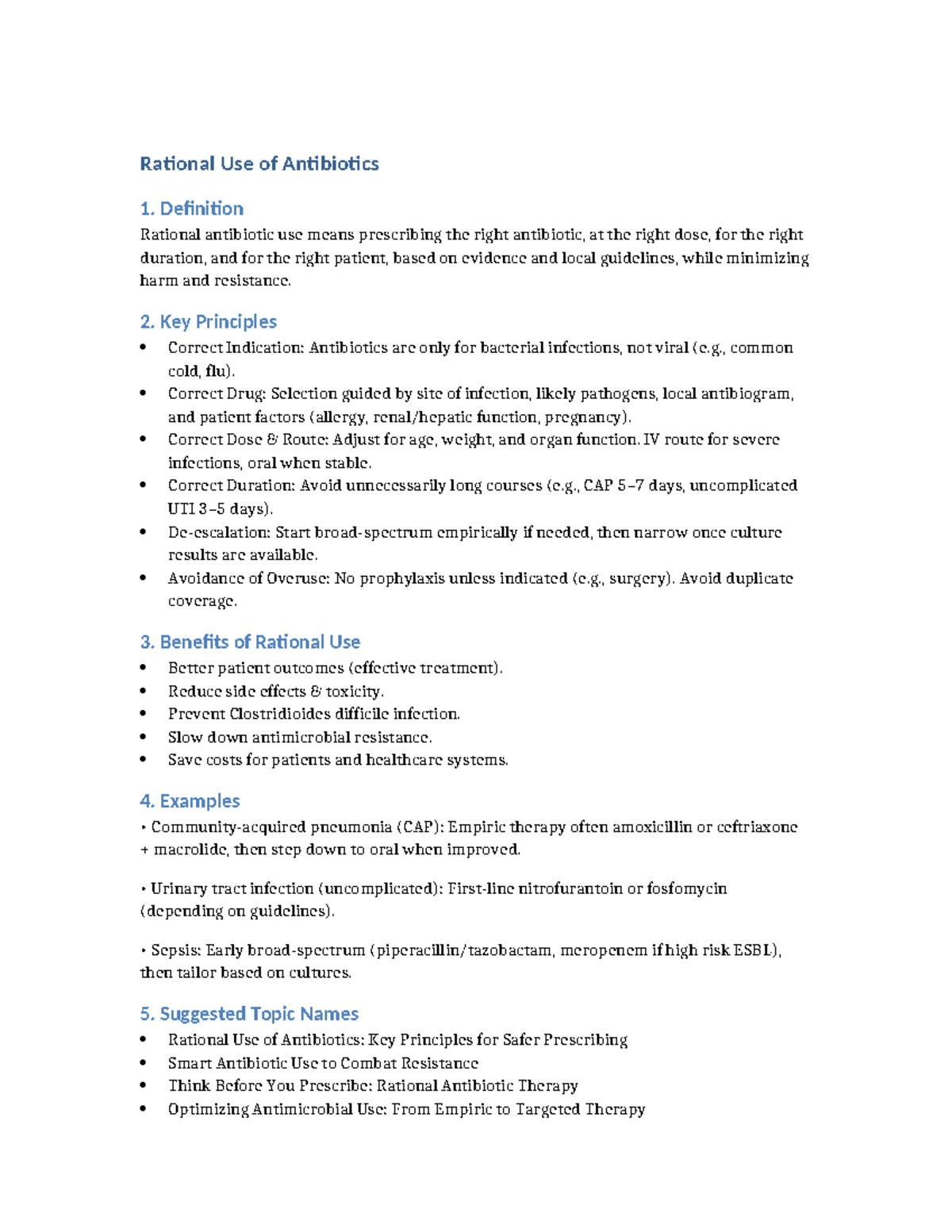 Rational Use of Antibiotics: Key Principles for Effective Therapy - Studocu