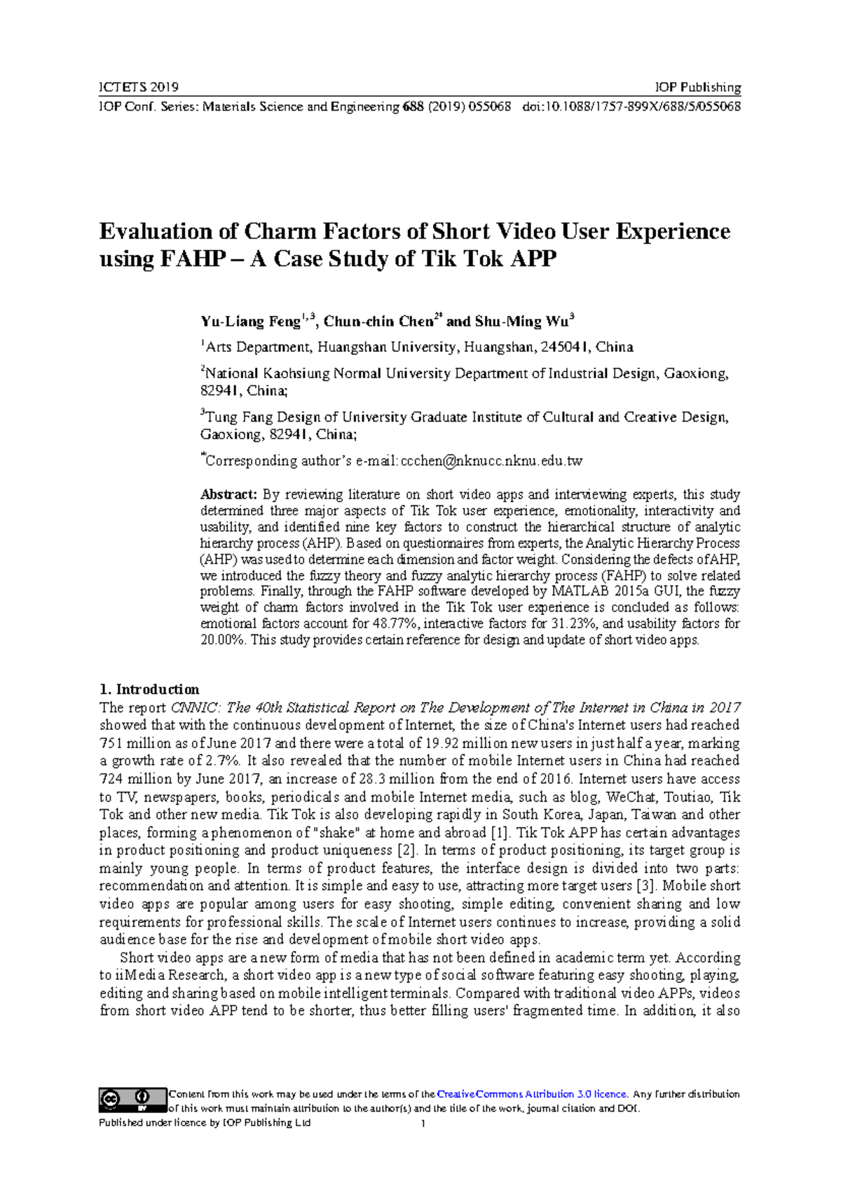 Evaluation of Tik Tok User Experience Charm Factors: FAHP Study - Studocu