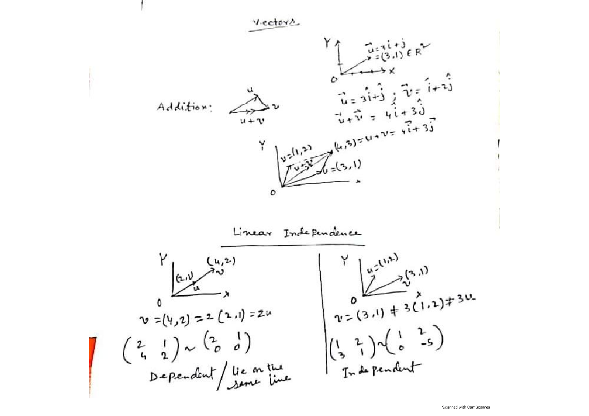 Vector Space Concepts and Linear Independence Analysis (MATH 101) - Studocu