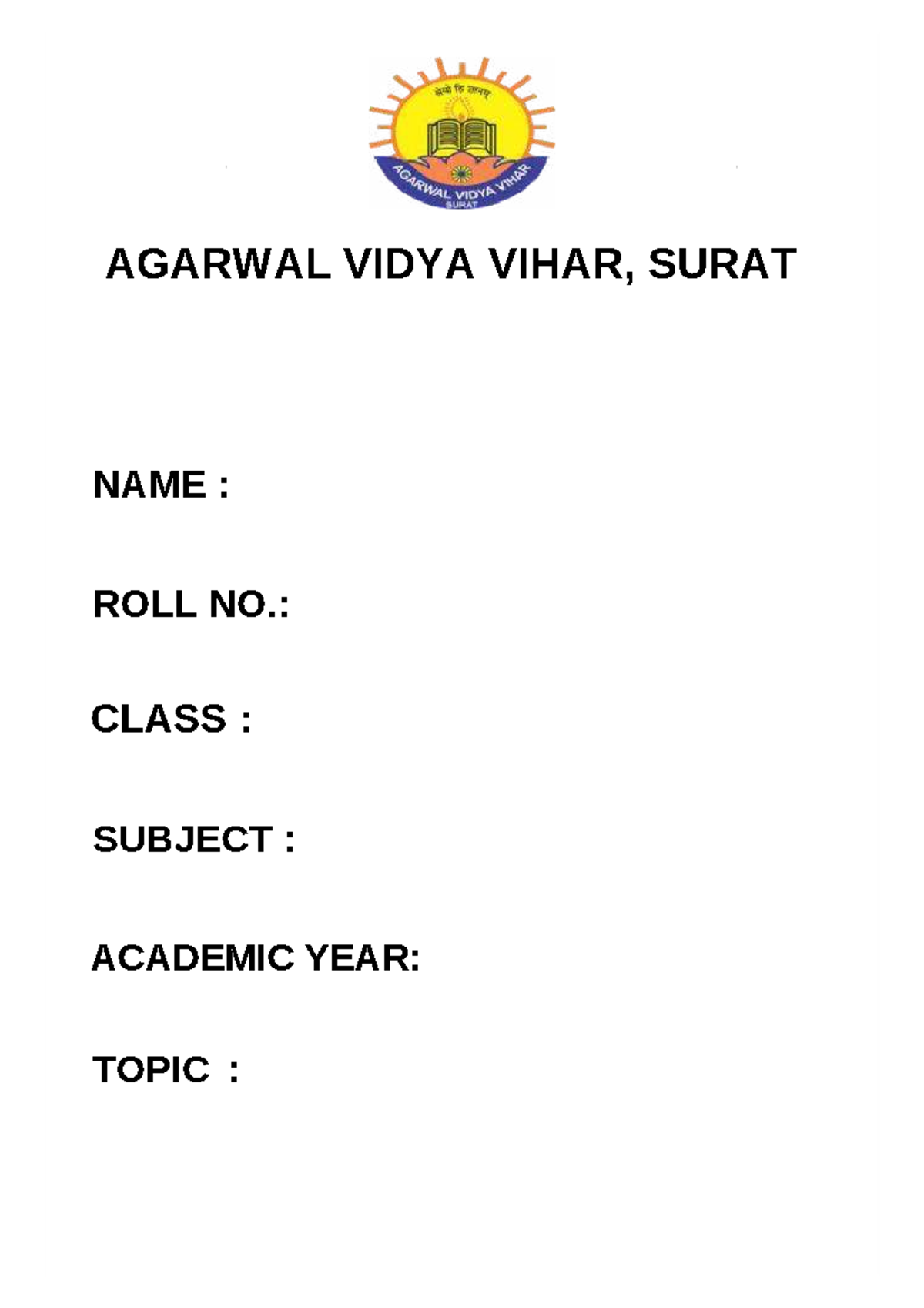 Practical File for Class 11th Commerce - AGARWAL VIDYA VIHAR - Studocu