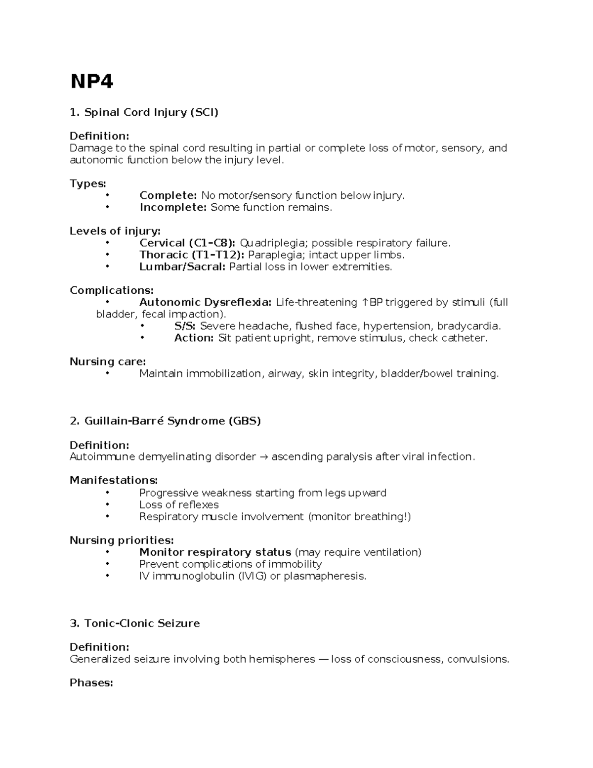 NP4 - Spinal Cord Injury, GBS, Seizures, and More: A Comprehensive ...