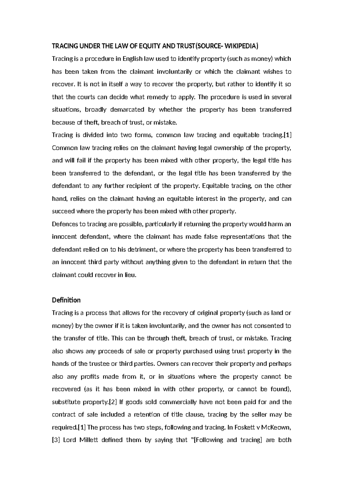 Tracing Under the Law of Equity and Trust: Key Legal Concepts Explained ...
