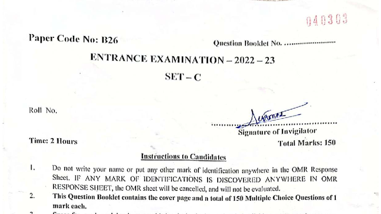 JMI BA LLB 2022 Entrance Exam Question Booklet B26 SET C - Studocu