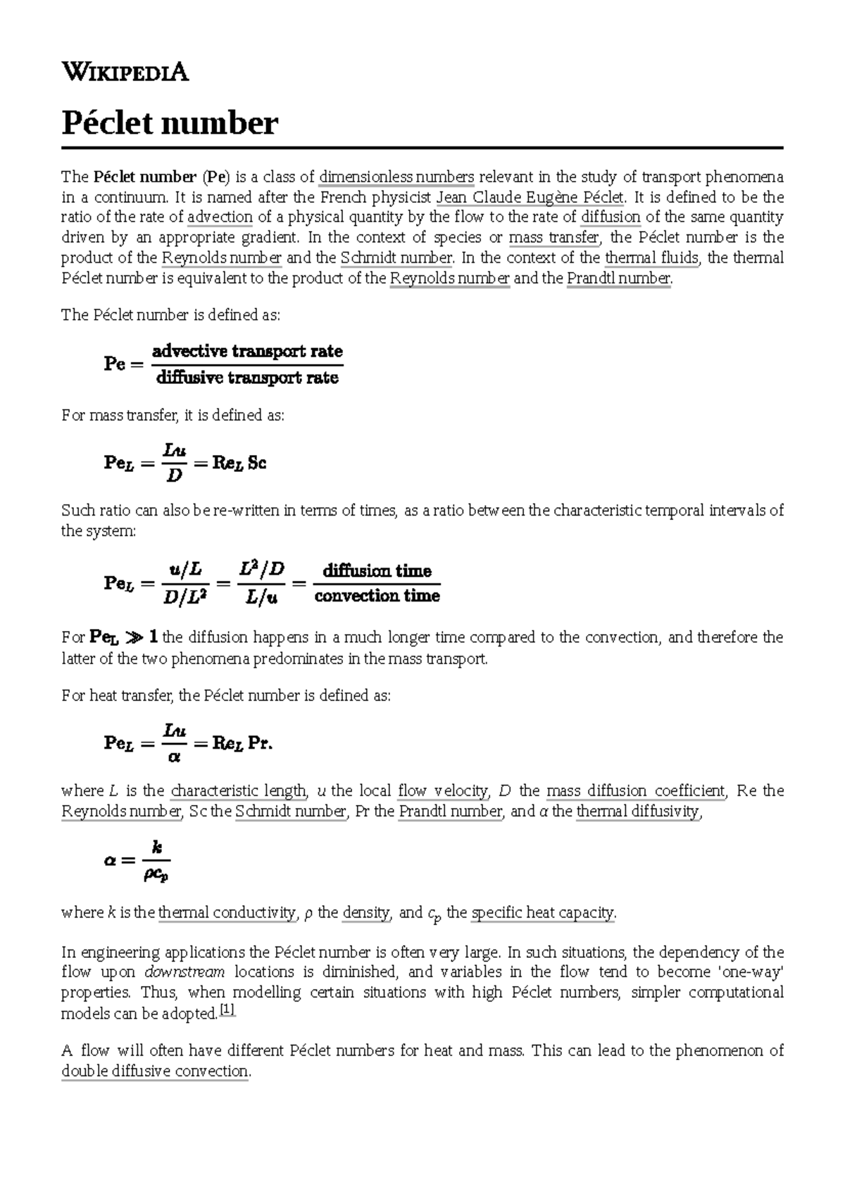 Péclet Number in Heat and Mass Transfer: Key Concepts Explained - Studocu
