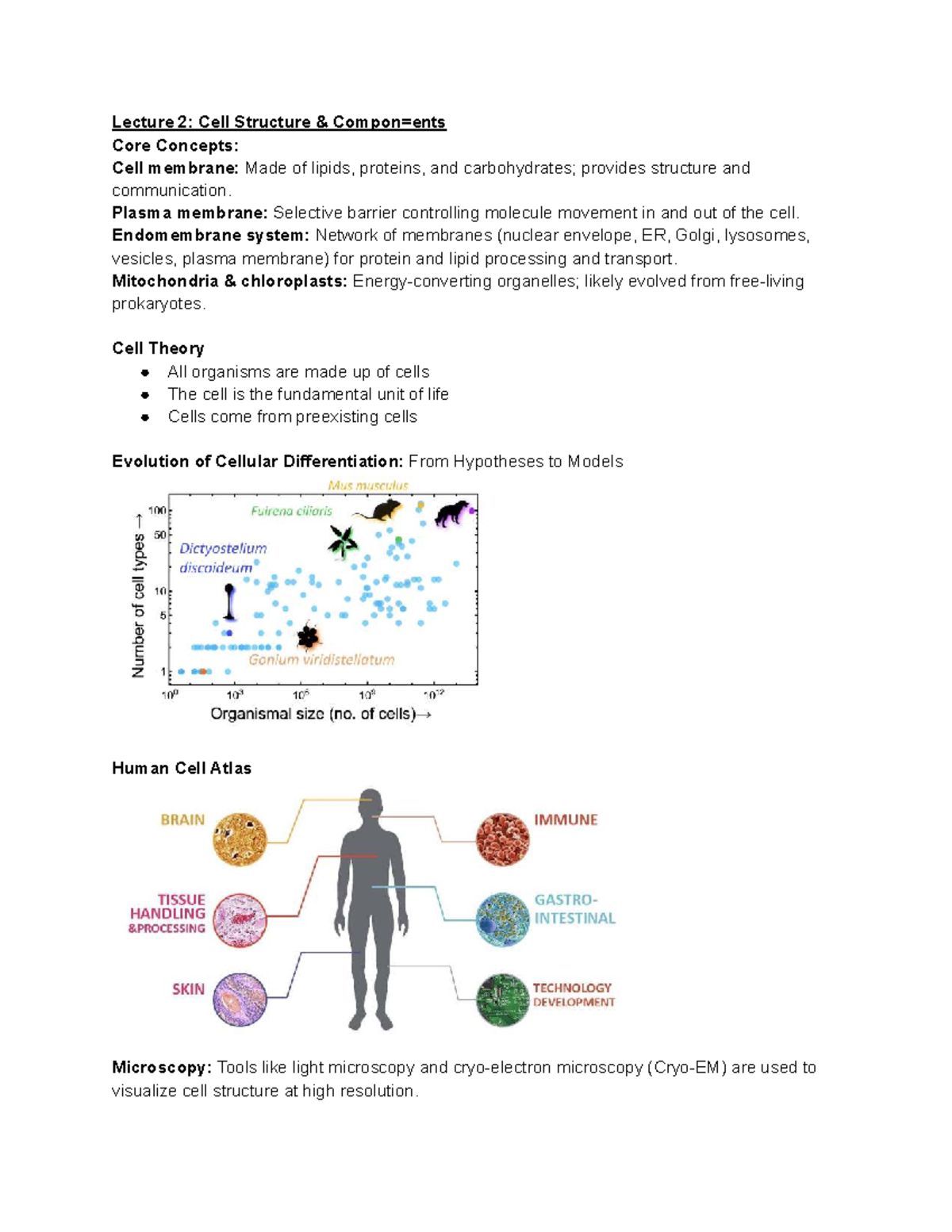 BIOA01 Module 3 - Lecture 2: Core Concepts of Cell Structure - Studocu