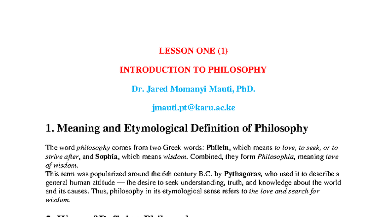 EDF 210: Lesson 1 - Introduction to Philosophy of Education - Studocu