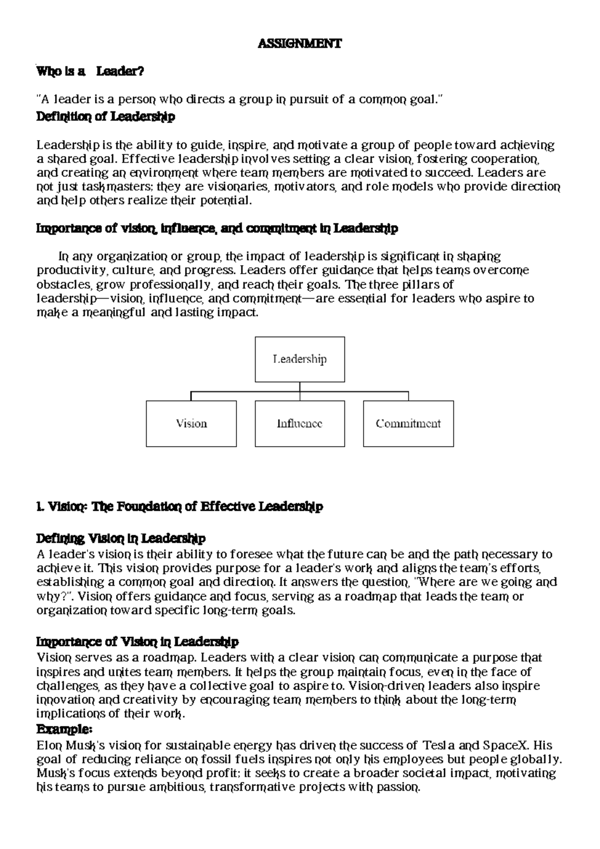 EDU301 Educational Leadership: Vision, Influence, and Commitment ...