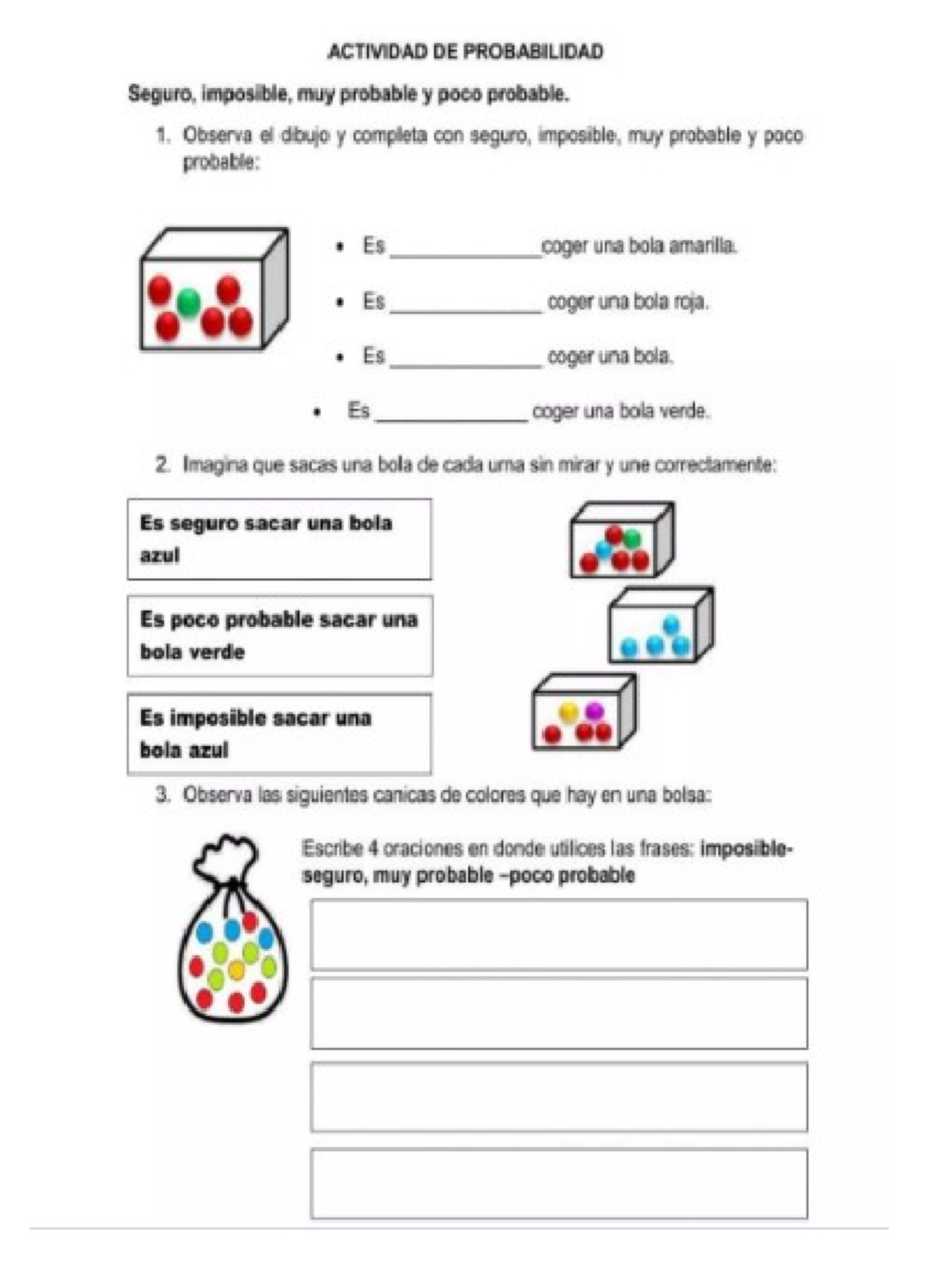 Ejercicios de Probabilidad: Seguro, Imposible y Muy Probable - Studocu