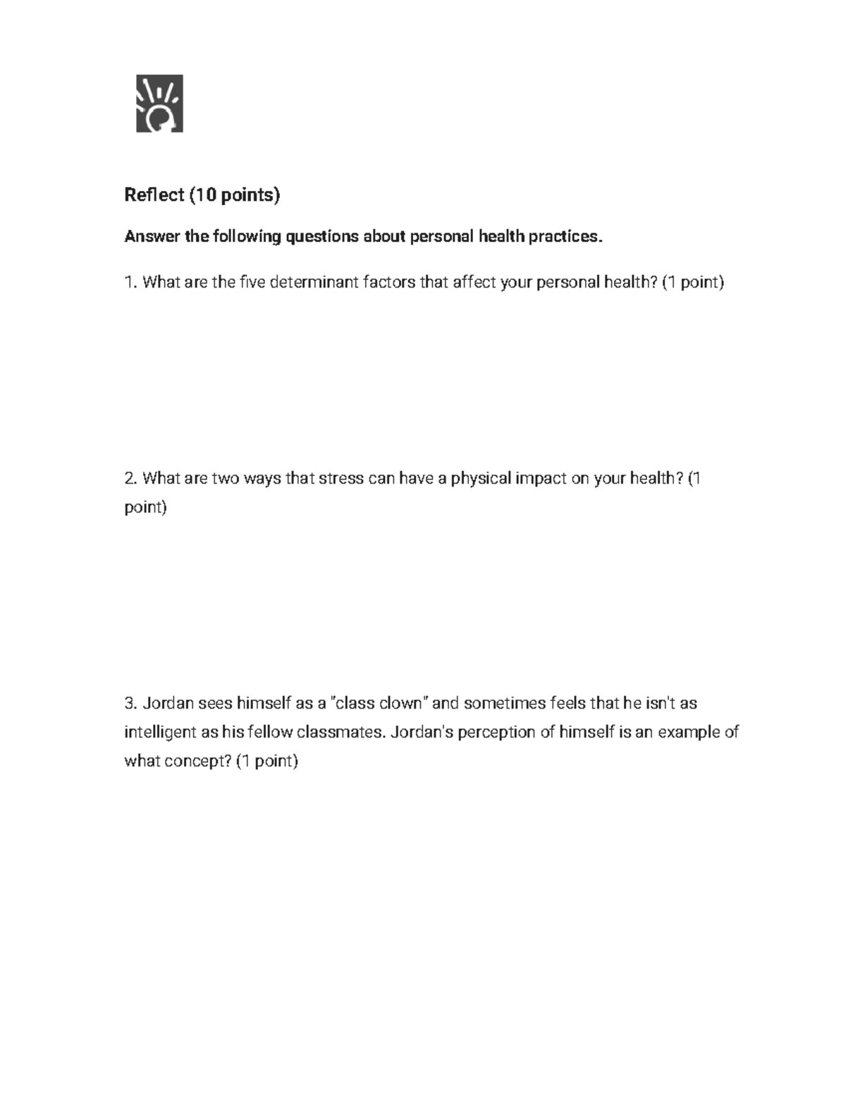 1.1.4 Practice - Personal Health Issues (Practice) - Reflect (10 points ...