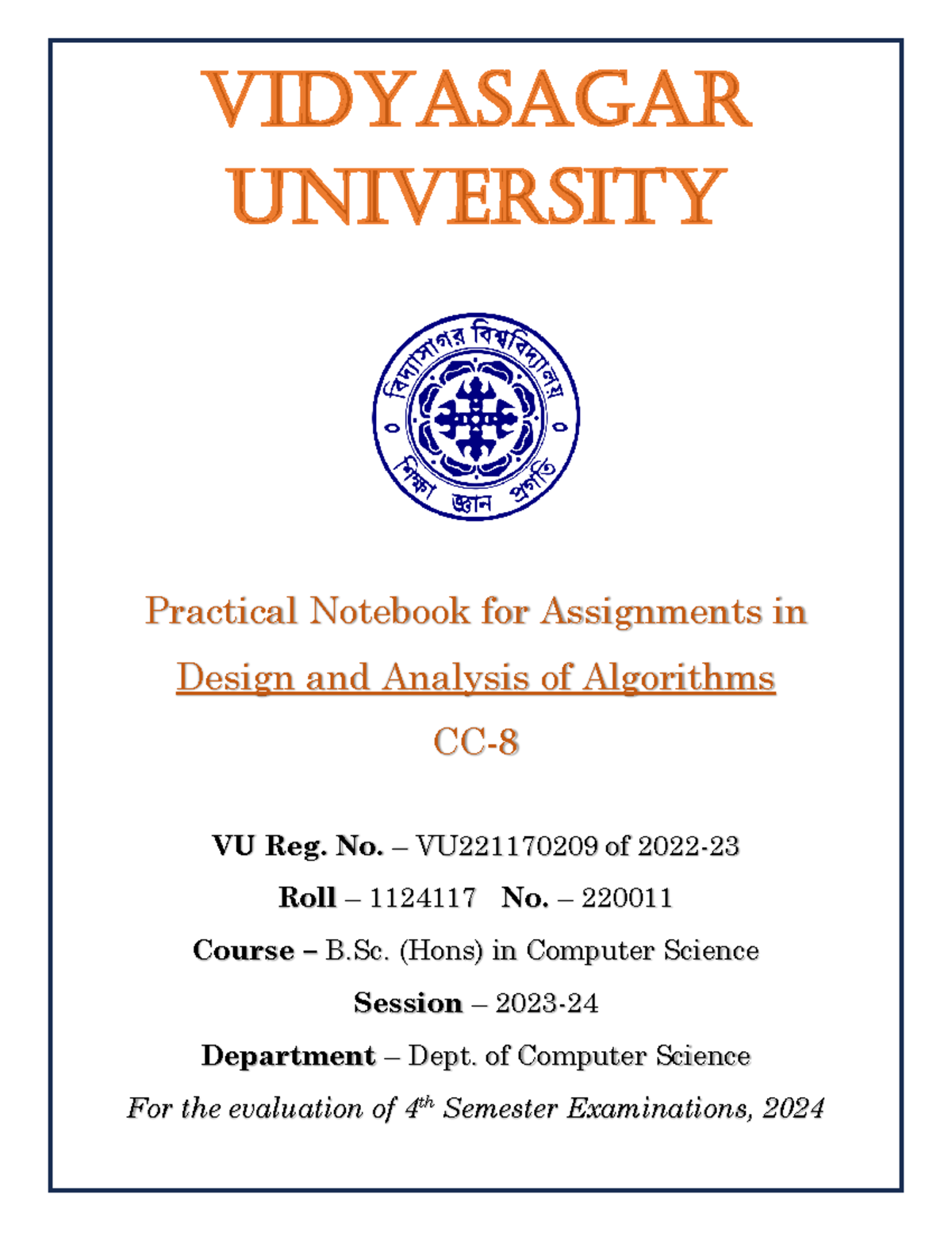 Algorithm Assignments, CC-8: Design & Analysis of Algorithms - Studocu